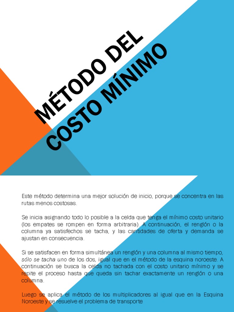 Método Del Costo Mínimo | PDF