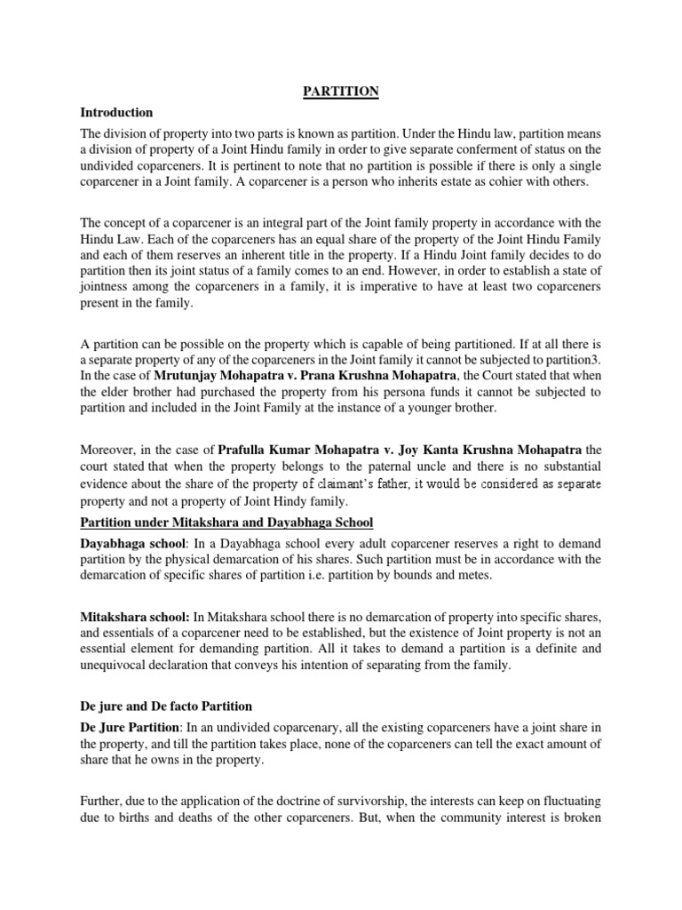 Hindu Law Partition Explained | PDF | Concurrent Estate | Lawsuit