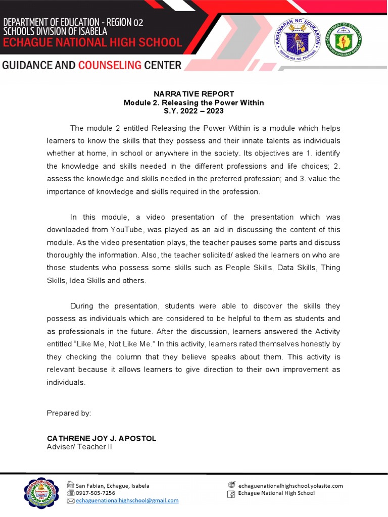 CGAP MODULE 2 Narrative Report | PDF