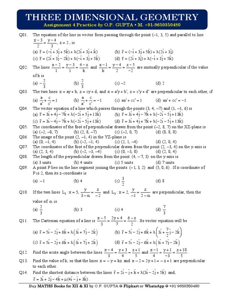 A4P-Three D Geometry | PDF | Equations | Cartesian Coordinate System