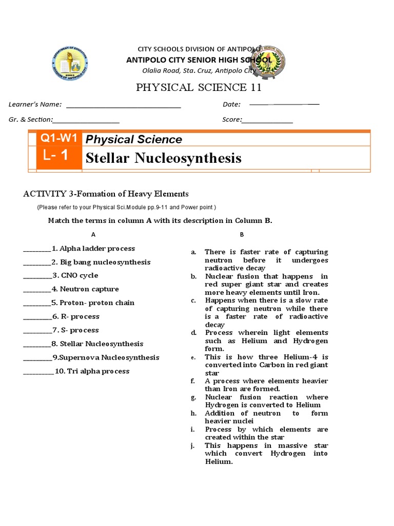 Phy Sci Act3 4 | PDF | Nuclear Physics | Chemical Elements