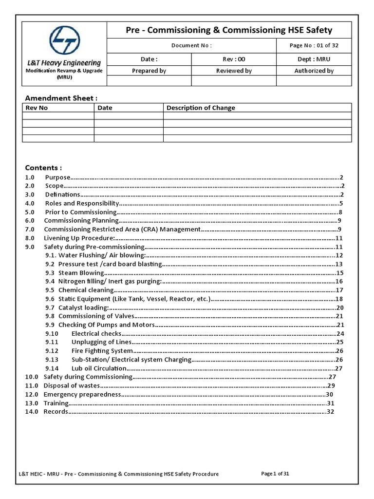 Pre-Commissioning & Commissioning Safety Guide | PDF | Personal ...