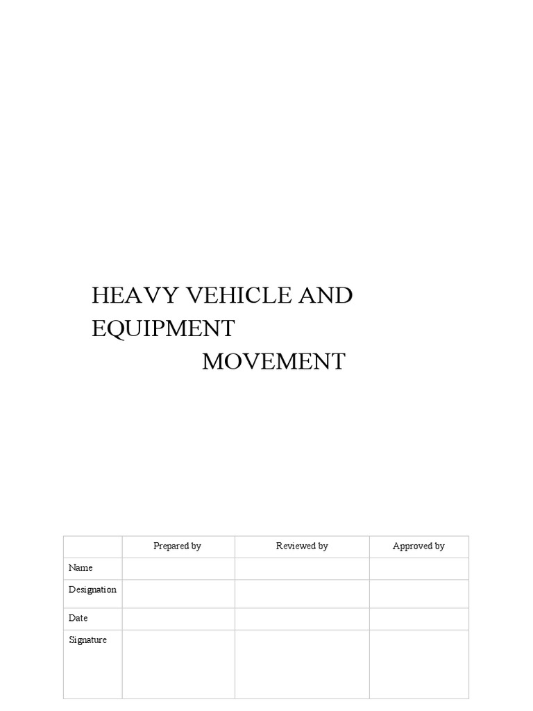 Heavy Vehicle and Equipment Movement Guide | PDF | Truck | Vehicles
