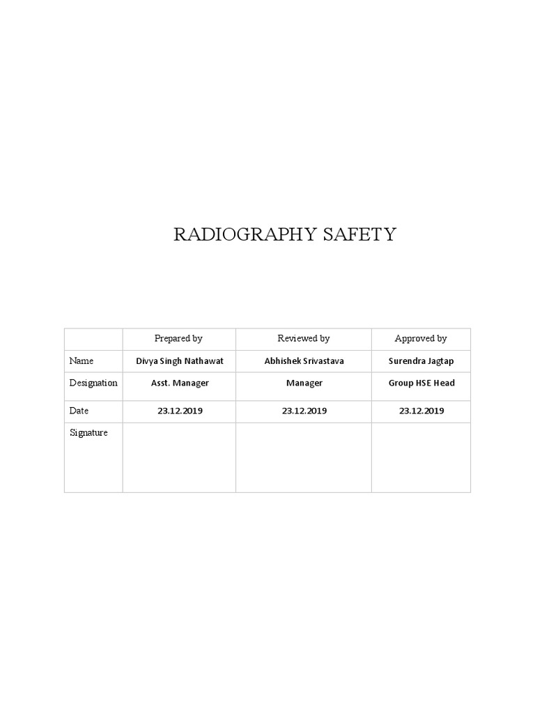 Radiography Safety Procedure | PDF | Ionizing Radiation | Absorbed Dose