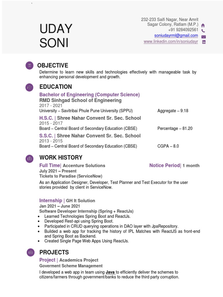 Resume Uday Soni | PDF | Web Application | Computing