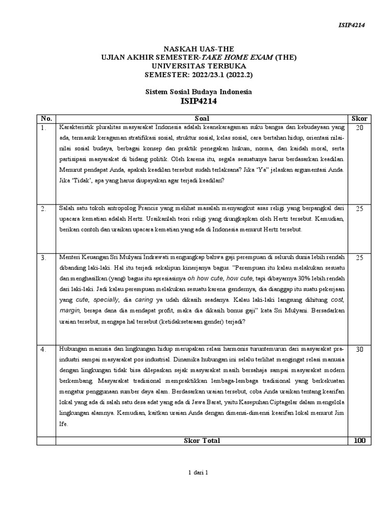 Naskah ISIP4214 The 1 | PDF