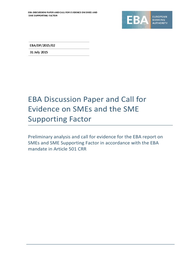 EBA-DP-2015-02 Discussion Paper On SME | PDF | Small And Medium Sized ...