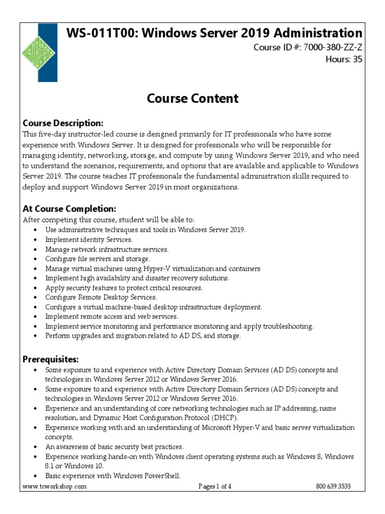 WS011T00 Windows Server 2019 Administration | Download Free PDF | Hyper ...