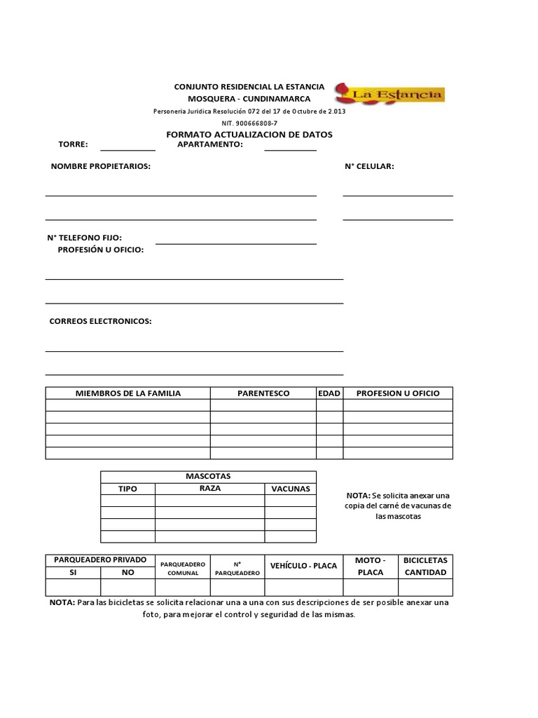 Formato Actualizacion Datos | PDF Formato Actualizacion Datos | PDF