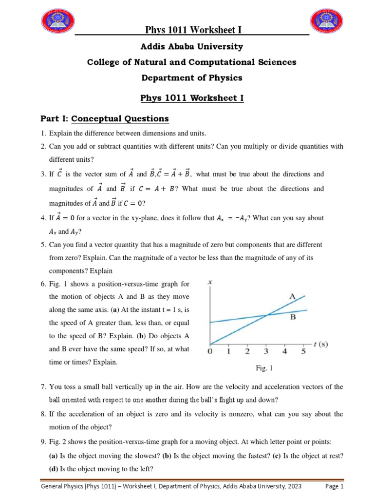 Phys 1011 Worksheet I | Download Free PDF | Force | Velocity