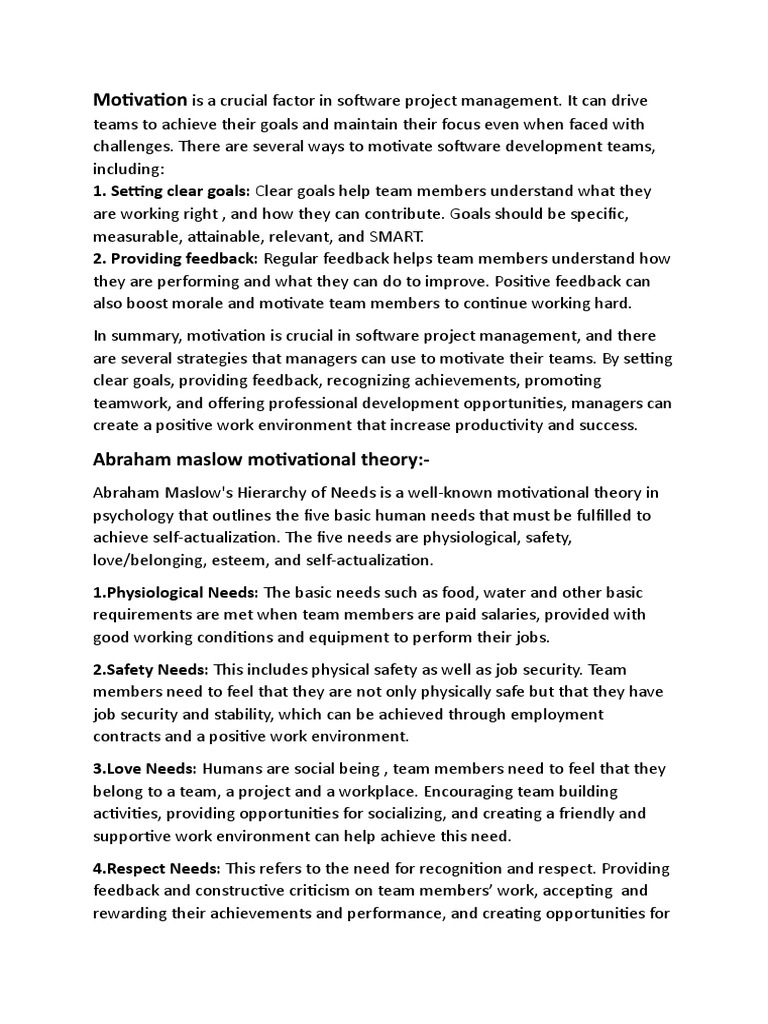 Software Project Management Notes | PDF | Motivational | Motivation