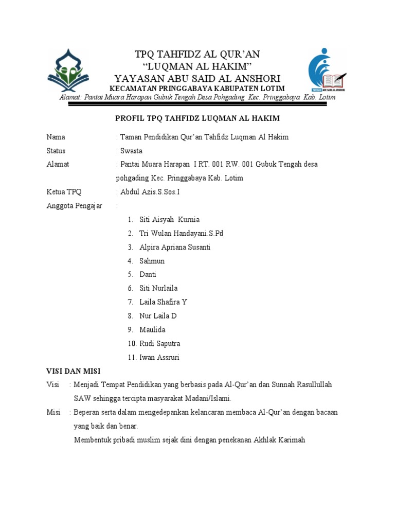 Profil TPQ TAHFIDZ AL QUR.pdf | PDF