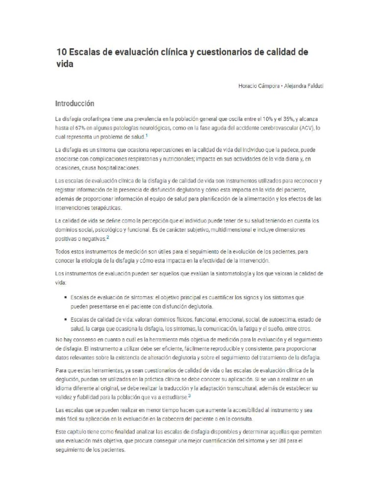Escalas de Evaluación Clinica y Cuestionarios de Calidad | PDF