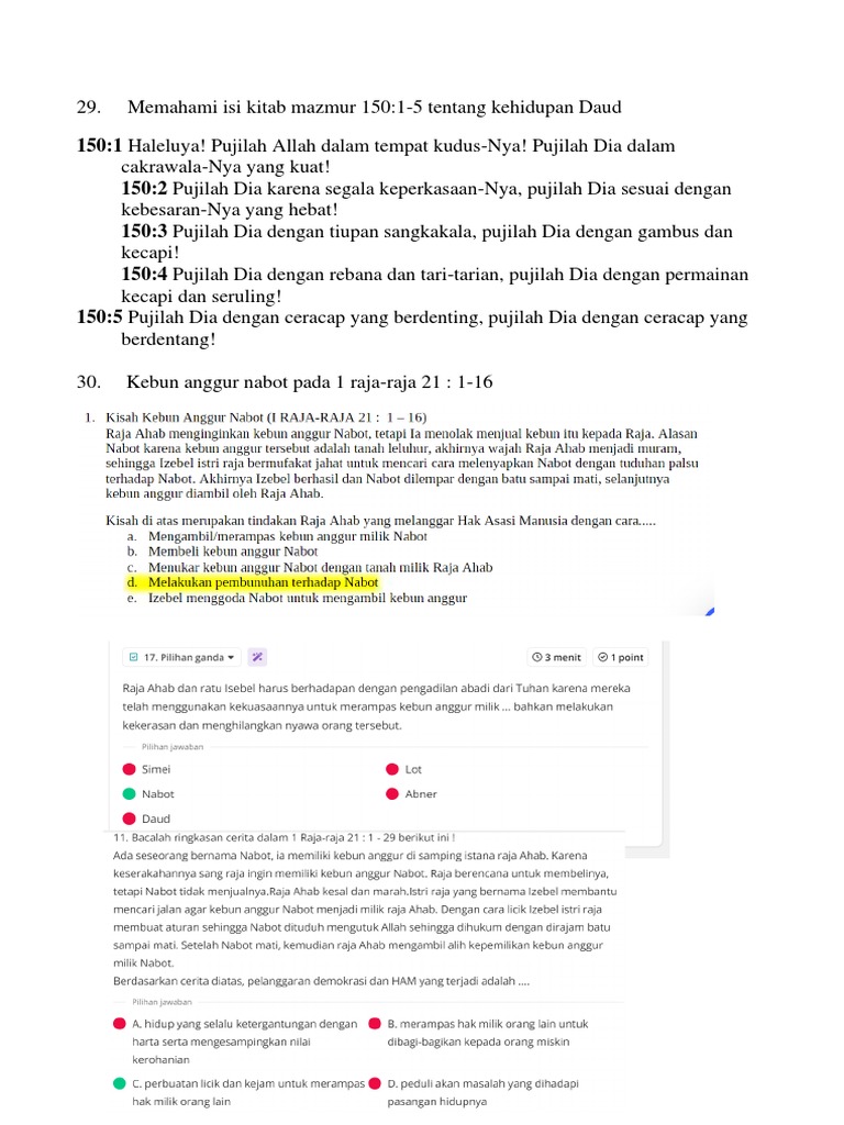 Memahami Isi Kitab Mazmur 150:1-5 Tentang Kehidupan Daud | PDF