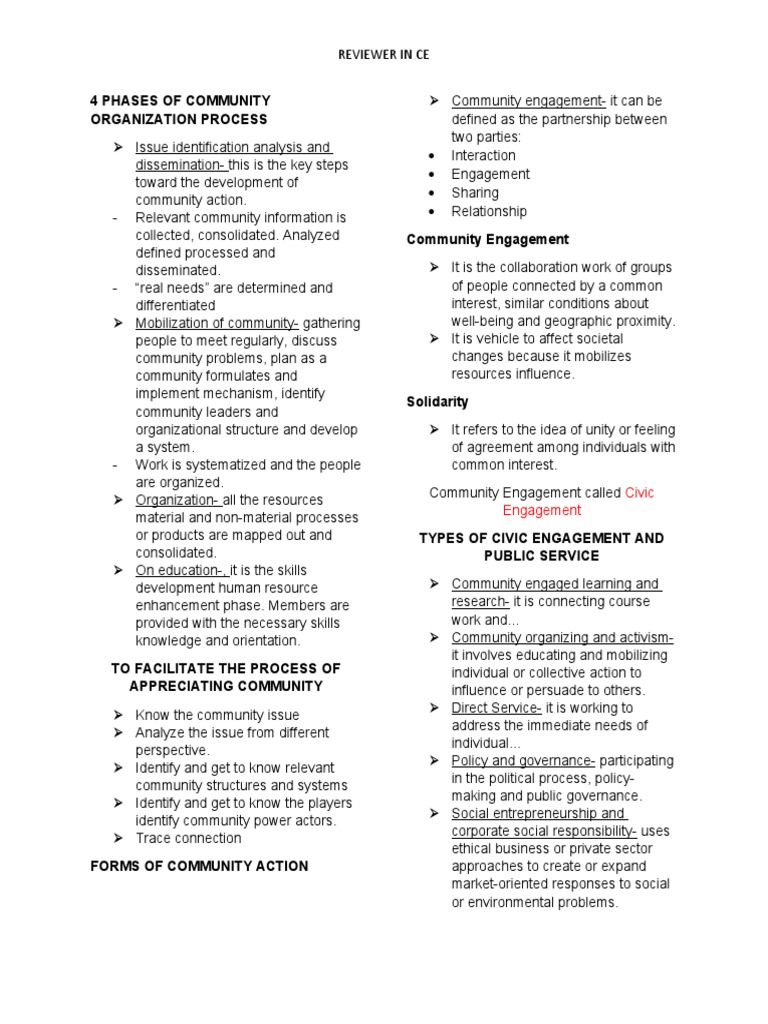 4 Phases of Community Organization Process: Civic Engagement | PDF | Community | Sustainability