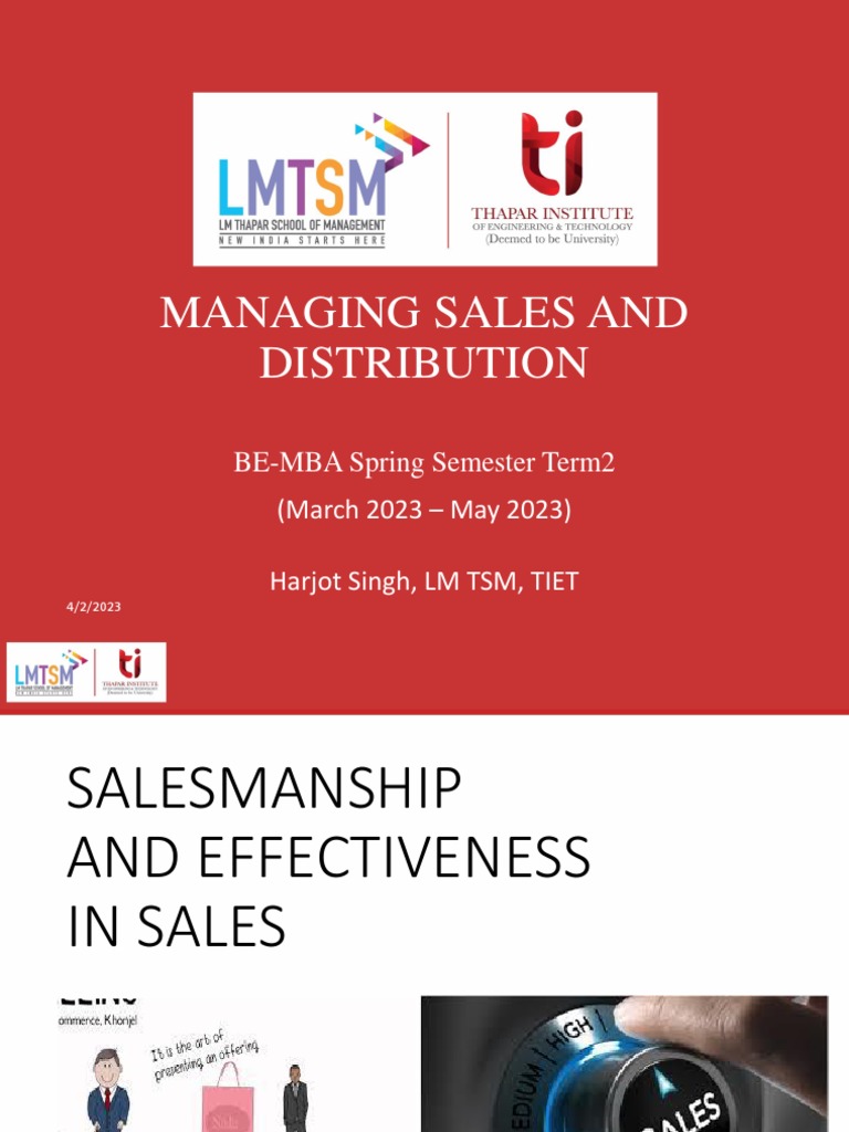 Salesmanship and Effectiveness in Sales | PDF | Sales | Strategic ...
