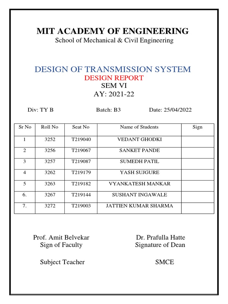 Final Report DTS | PDF | Gear | Screw