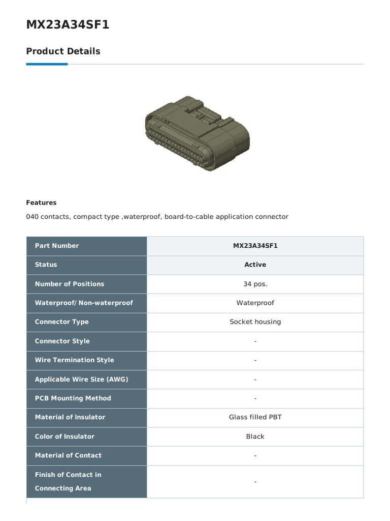 MX23A34SF1 | PDF | Electrical Connector | Electrical Components