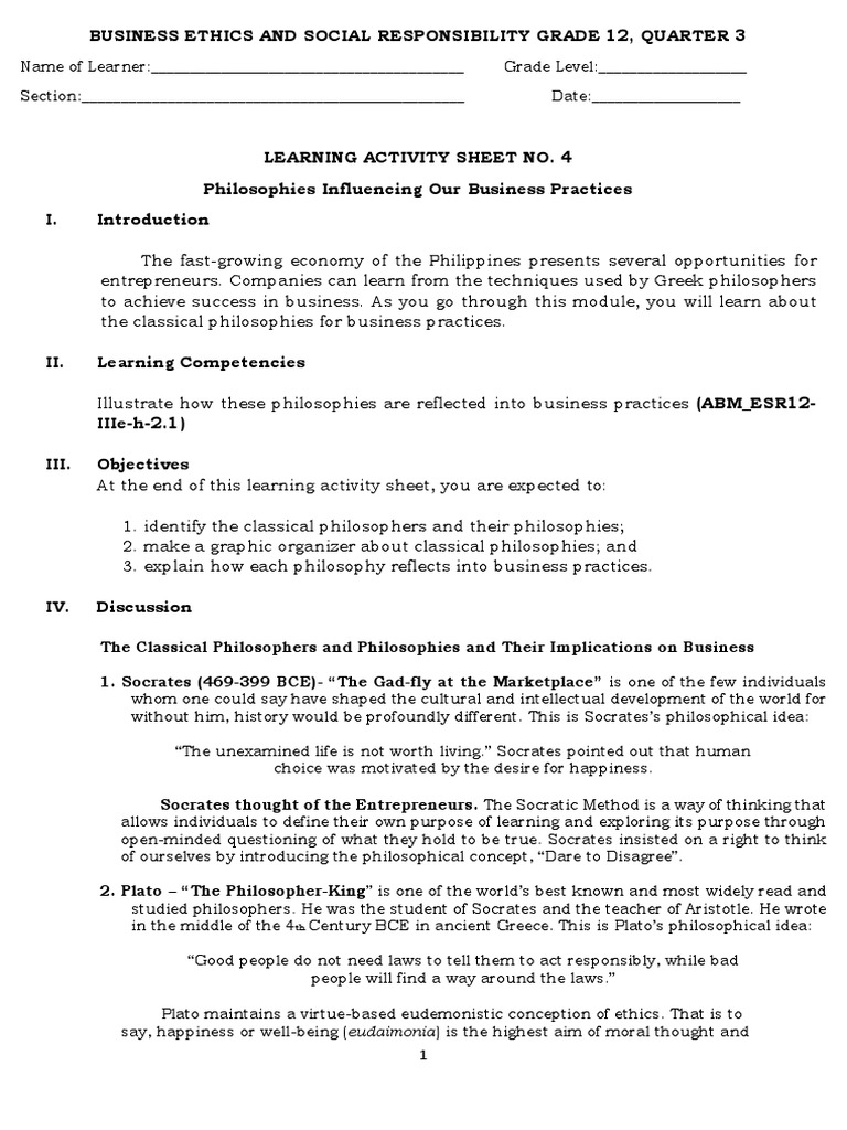Week 4 Q3 Business Ethics | PDF | Utilitarianism | Happiness