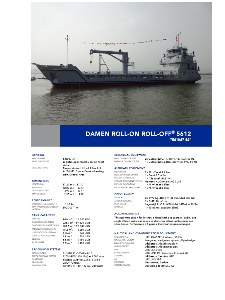 Product Sheet Damen Stan Lander 5612 12 2016 | PDF | Watercraft | Shipping