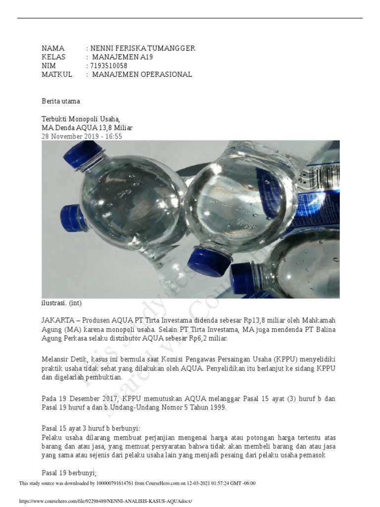 Nenni Analisis Kasus Aqua | PDF