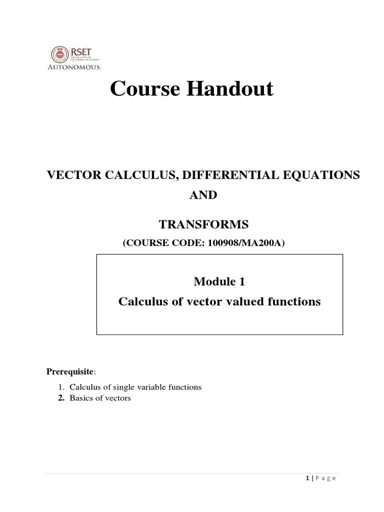 S2 Mathematics Module 1 Handout | PDF | Derivative | Acceleration