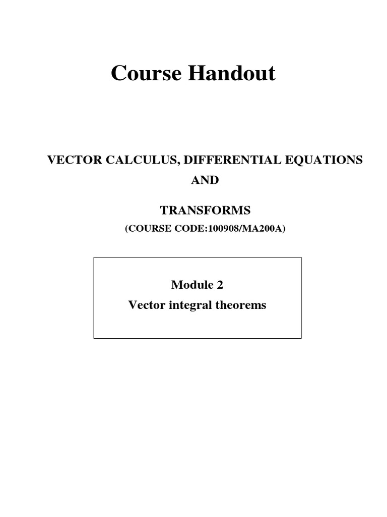 S2 Module 2 Handout Pdf Flux Divergence 