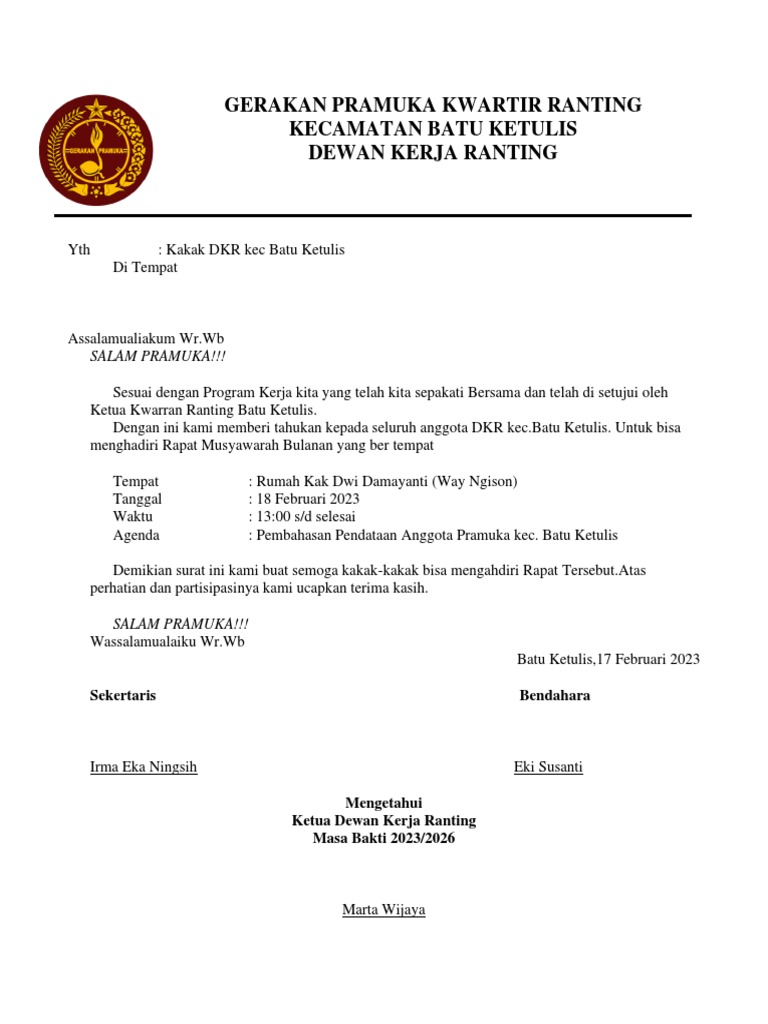 GERAKAN PRAMUKA KWARTIR RANTING BK | PDF