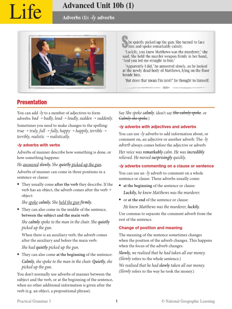 Presentation: Adverbs (1) : - Ly Adverbs | PDF | Adverb | Verb