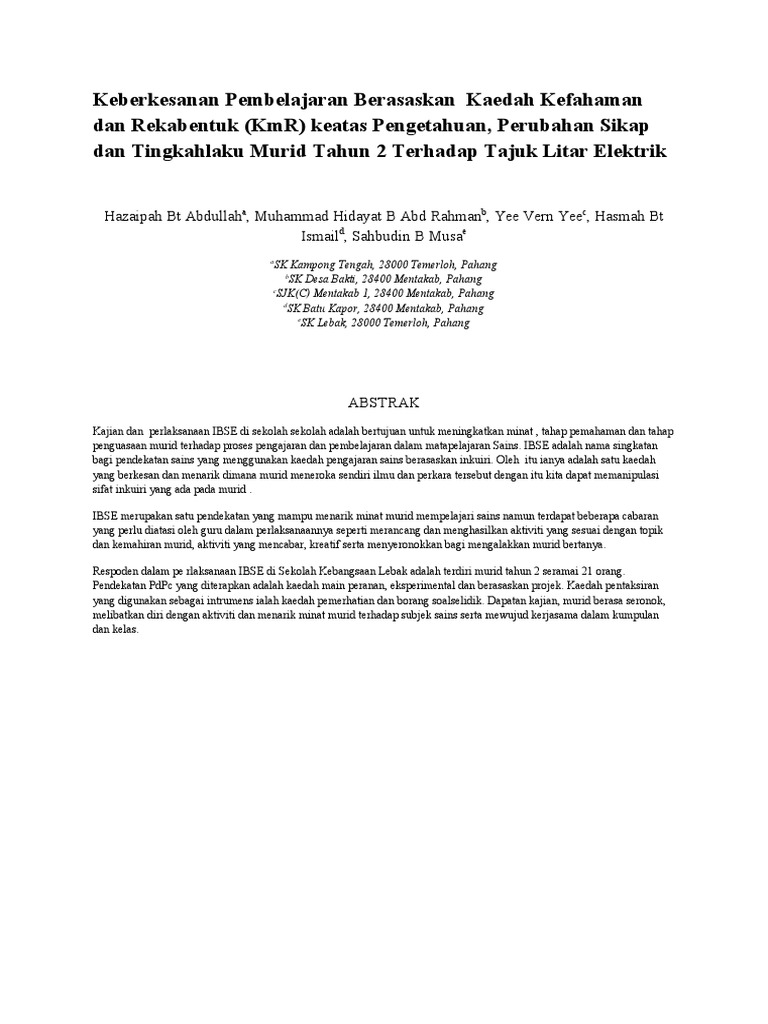 LAPORAN PERLAKSANAAN IBSE RPH KMR | PDF