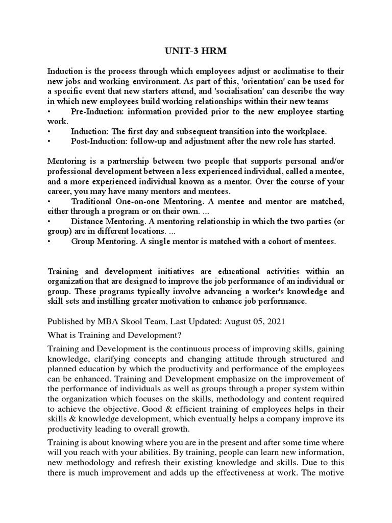 Unit-3 HRM | PDF | Mentorship | Goal