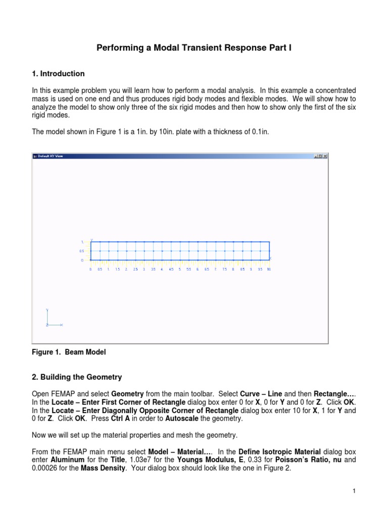 Performing A Modal Transient Response Part I: Figure 1. Beam Model ...