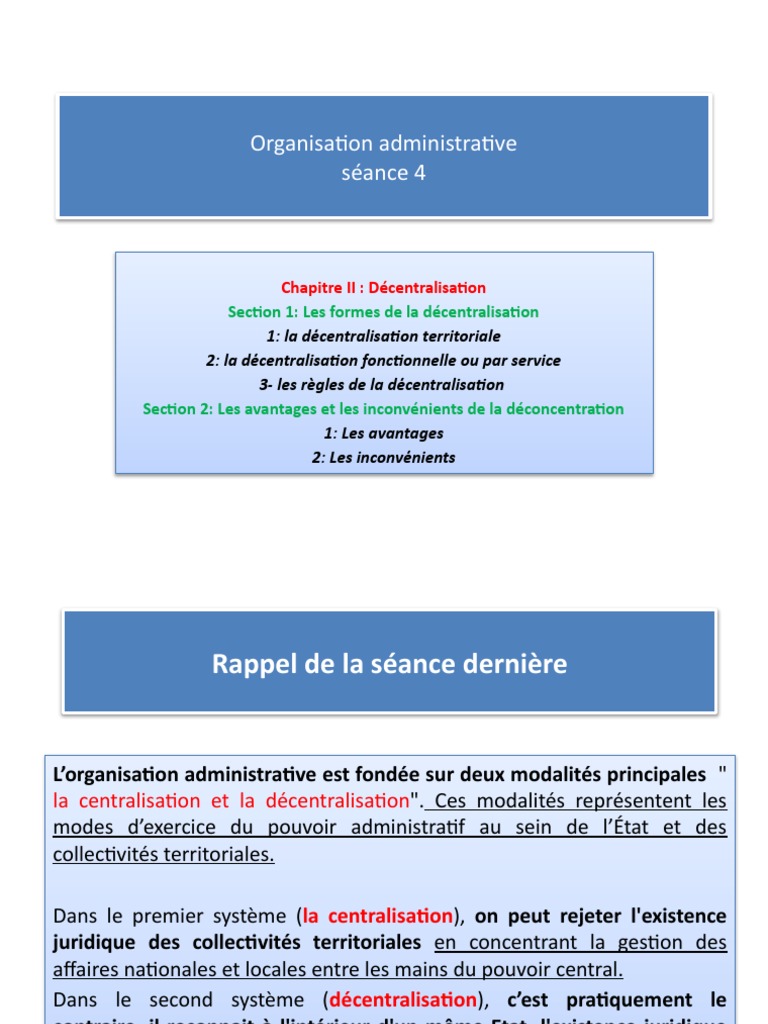 Organisation Administrative Séance 4: Section 1: Les Formes de La ...