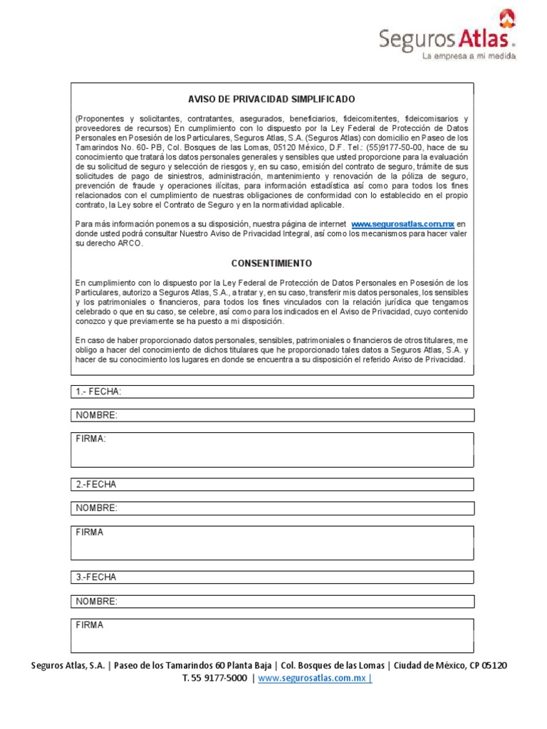 6 Aviso de Privacidad Simplificado P | PDF | Seguro | Privacidad de la información