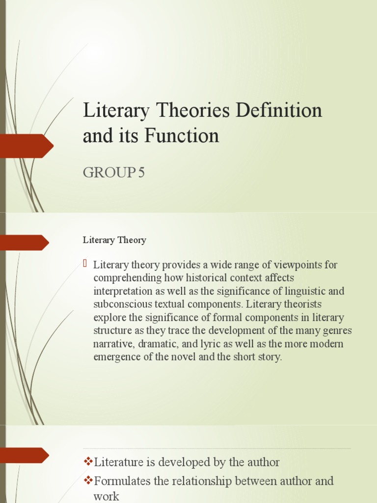 Literary Theories Definition and Its Function: Group 5 | PDF | Literary Theory | Postmodernism