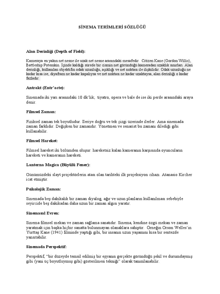 Sinema Terimleri | PDF