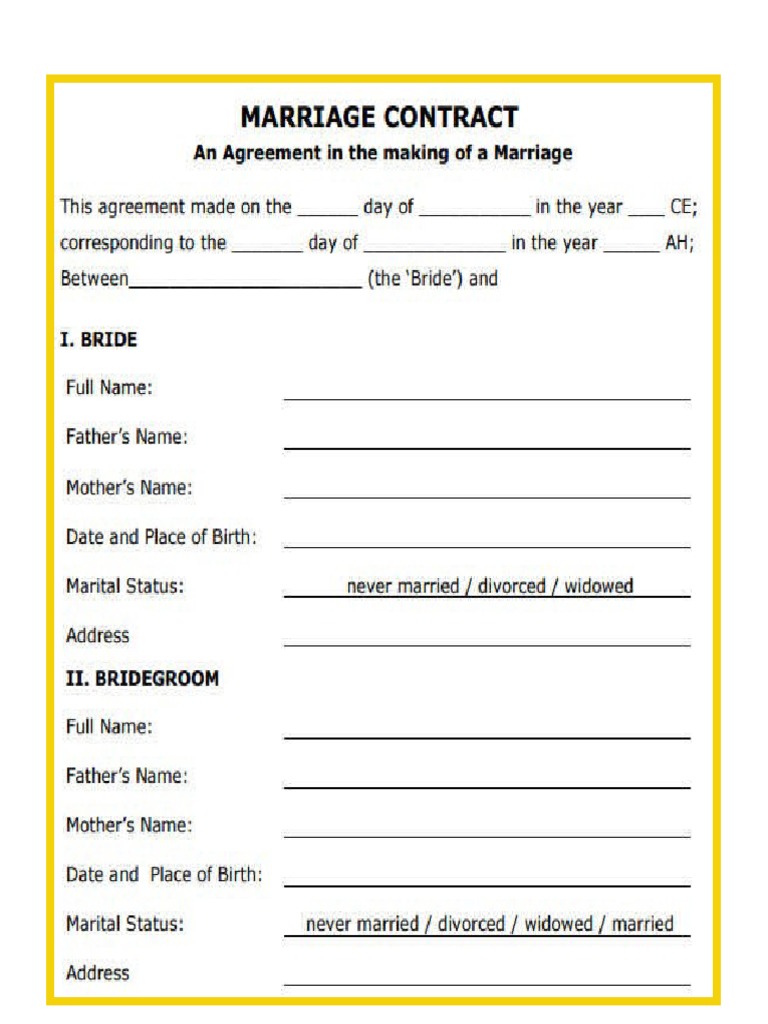 Marriage Contract | PDF