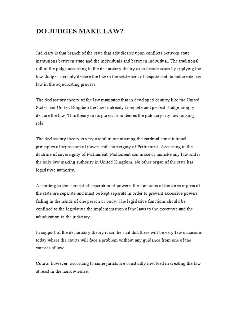 Do Judges Make Law | PDF | Separation Of Powers | Judiciaries