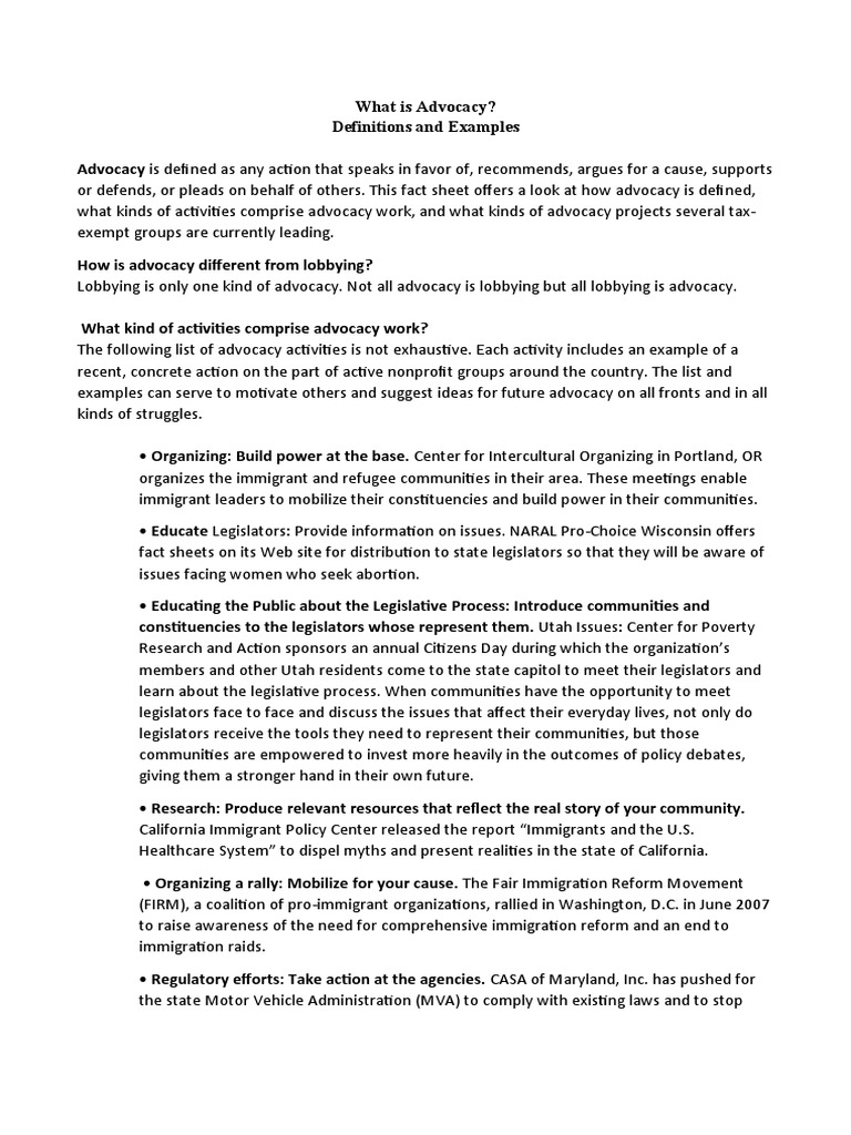 ECE 18 - What Is Advocacy-Definition and Examples, TYPES of ADVOCACY ...