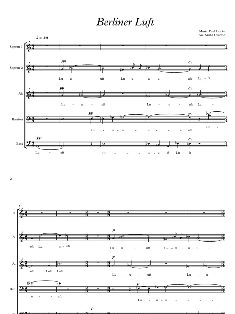 Berliner Luft: ° 44 34 44 34 44 34 44 34 44 34 & & U Œ B™ Œ # Œbjœjœb ™ Œ Œ | PDF