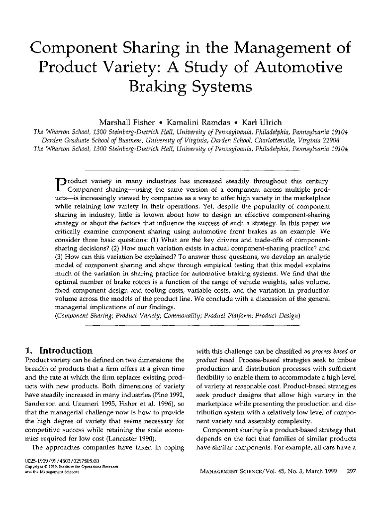 Component Sharing in The Management of Product Var | PDF