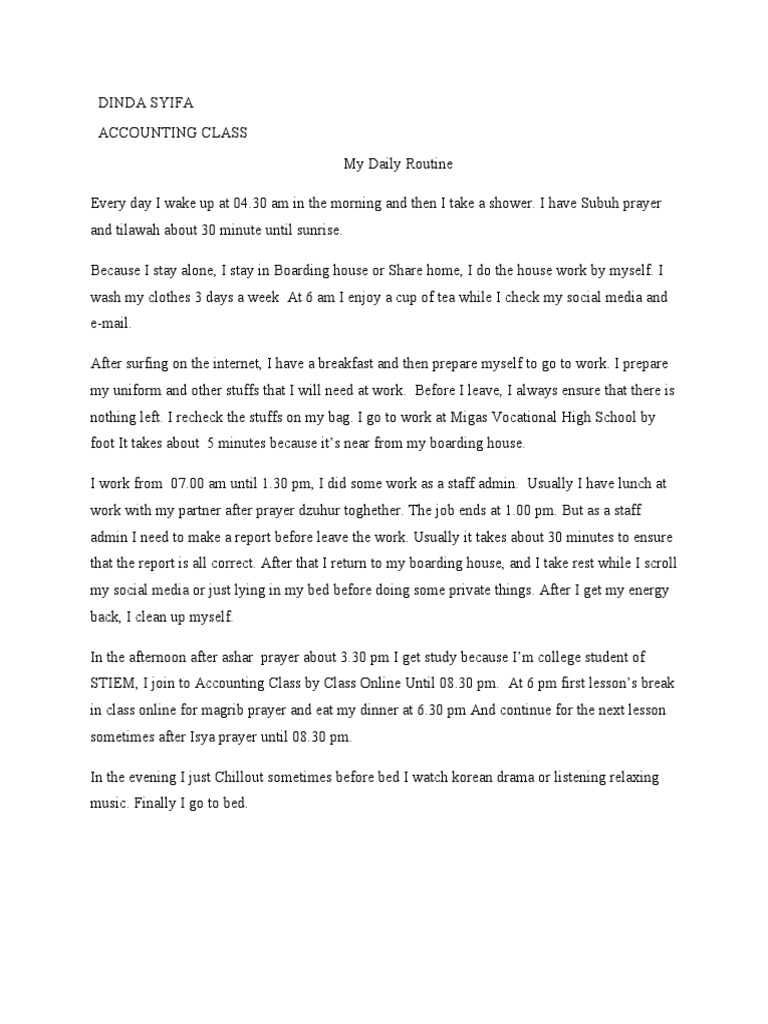 My Daily Routine | PDF | Self-Improvement