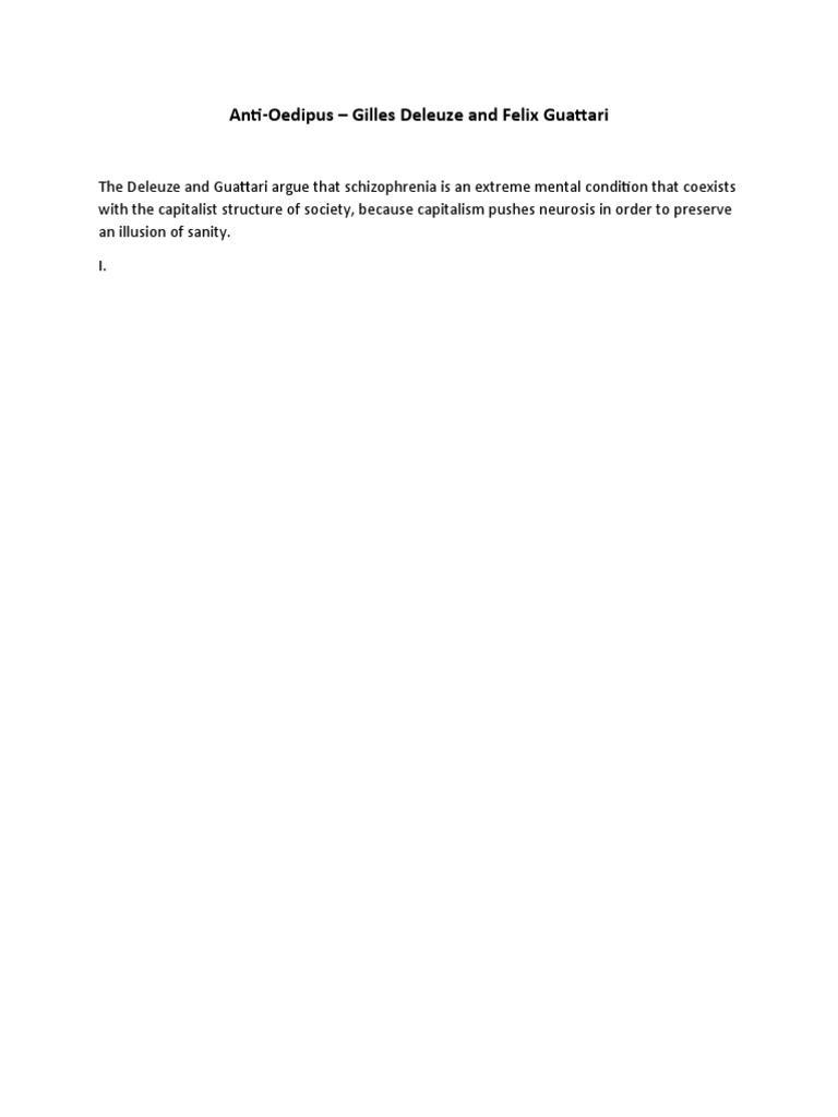 Anti-Oedipus - Gilles Deleuze and Felix Guattari | PDF