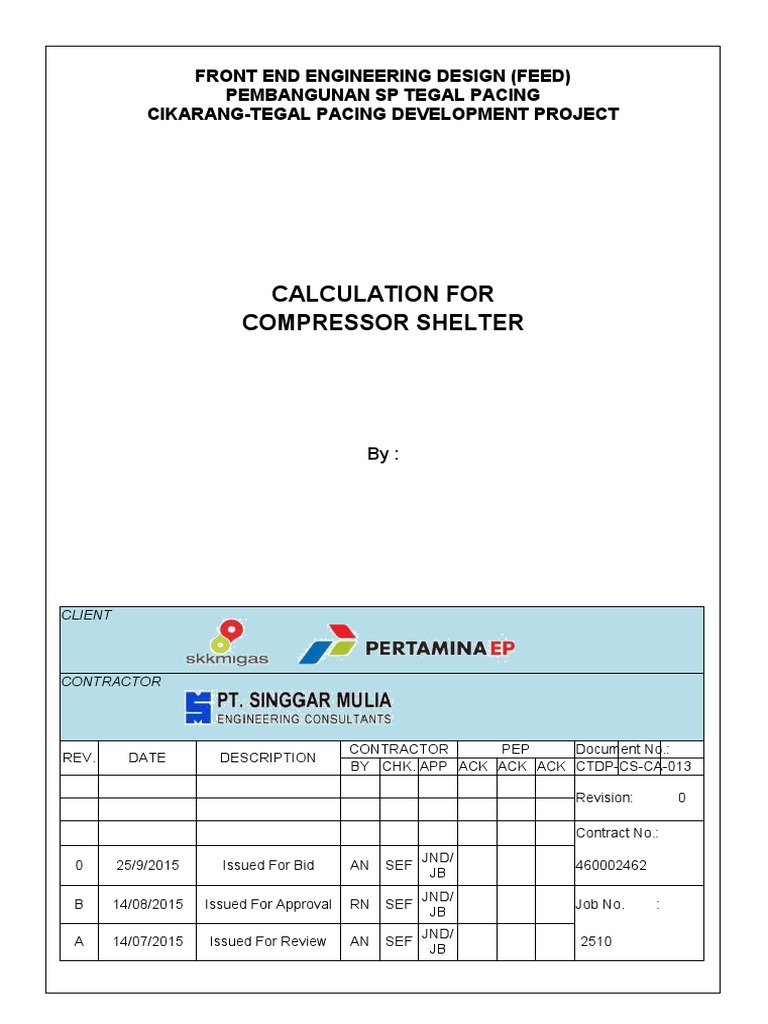 Compressor Shelter Calculation Report | PDF