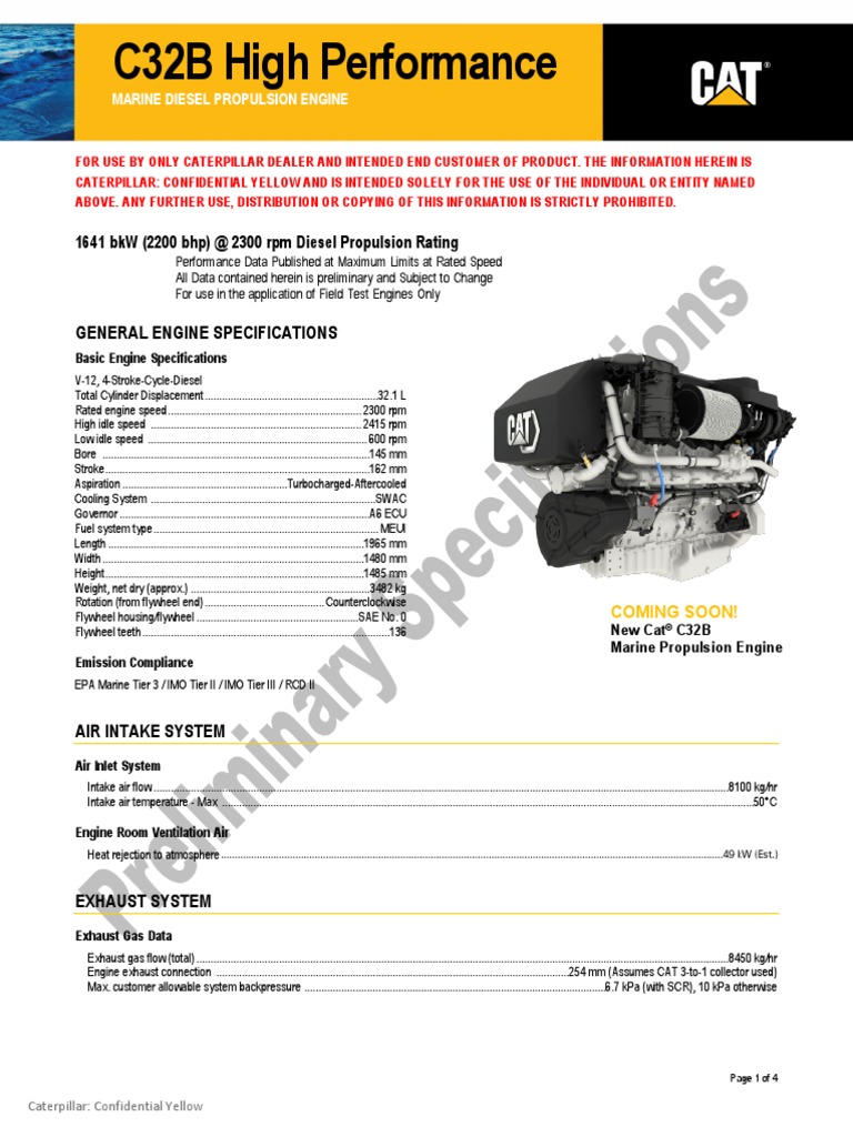 Marine C32B 2200bhp Technical Data Sheet - LEHM20039-00 | PDF | Engines ...