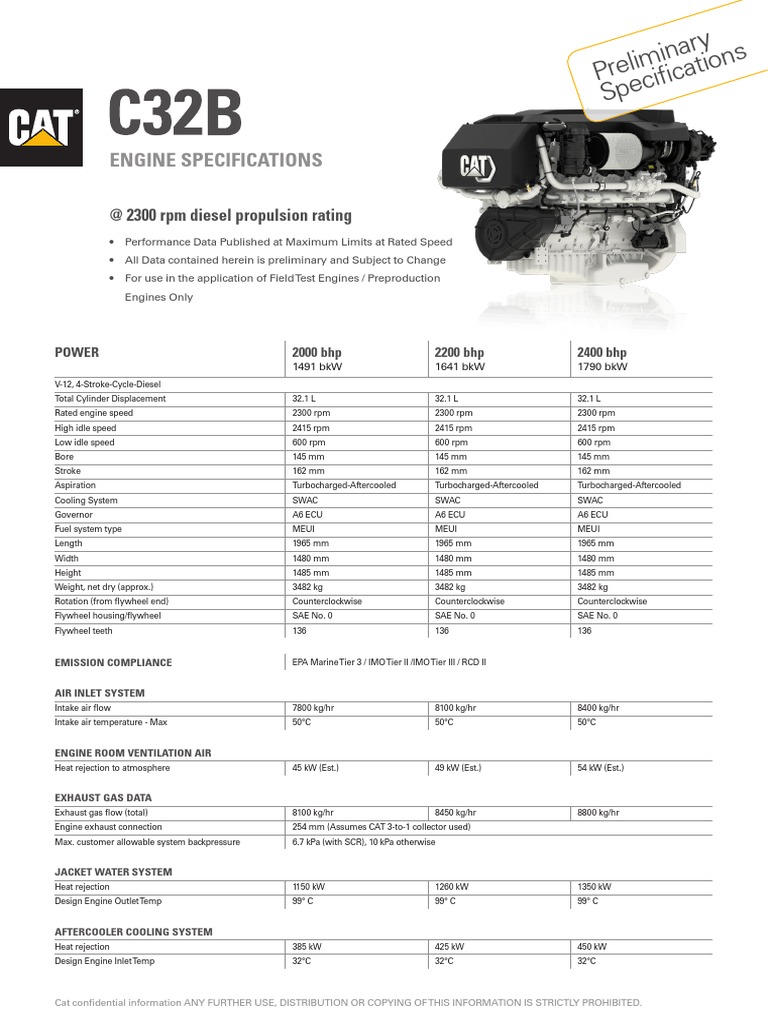 C32B Tech Sheet | PDF | Horsepower | Engines