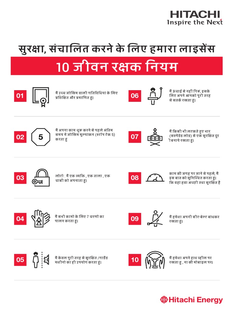 HI - 10 Life Saving Rules A4 - Hindi Language | PDF