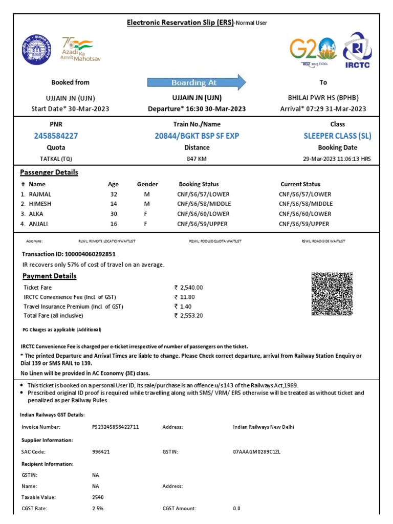 ERS Ticket Booking | PDF | Identity Document | Qr Code