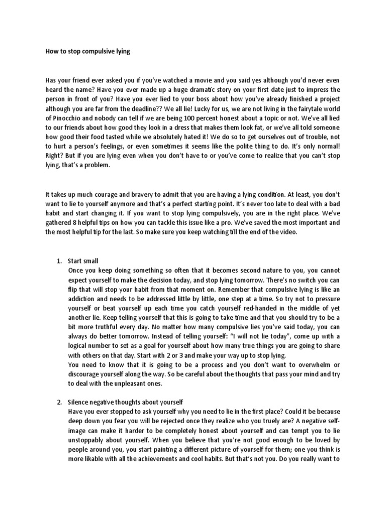 How To Stop Compulsive Lying | PDF | Behavioural Sciences | Cognitive ...