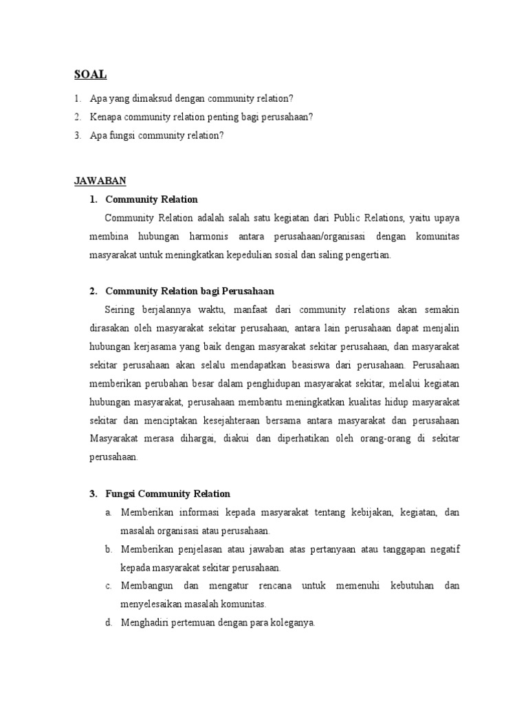 Pentingnya Community Relation bagi Perusahaan | PDF